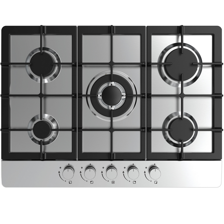CATA 300 - 70cm 5 Burner Cast Iron Gas Hob Stainless Steel | Cata