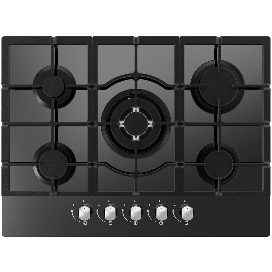 CATA 300 - 70cm 5 Burner Gas on Glass Hob Black | Cata